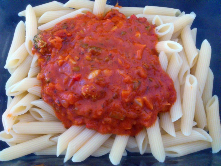 Pasta with Red Sauce | Vegetarian Khana