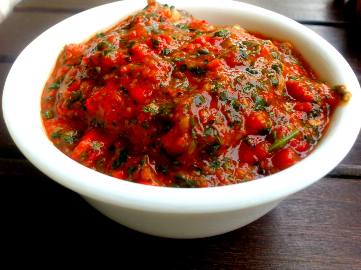 Fresh Red Chillies Chutney | Vegetarian Khana